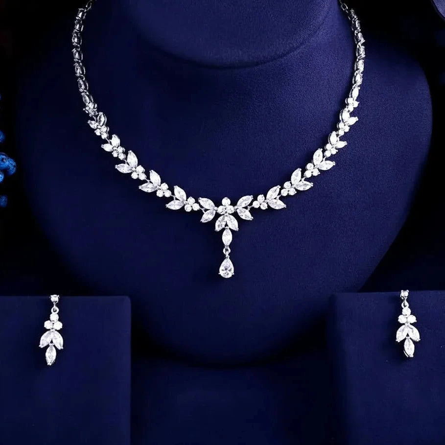 Wedding Jewelry | Bridal Necklace & Earring Set – Silver, Gold & Rose ...