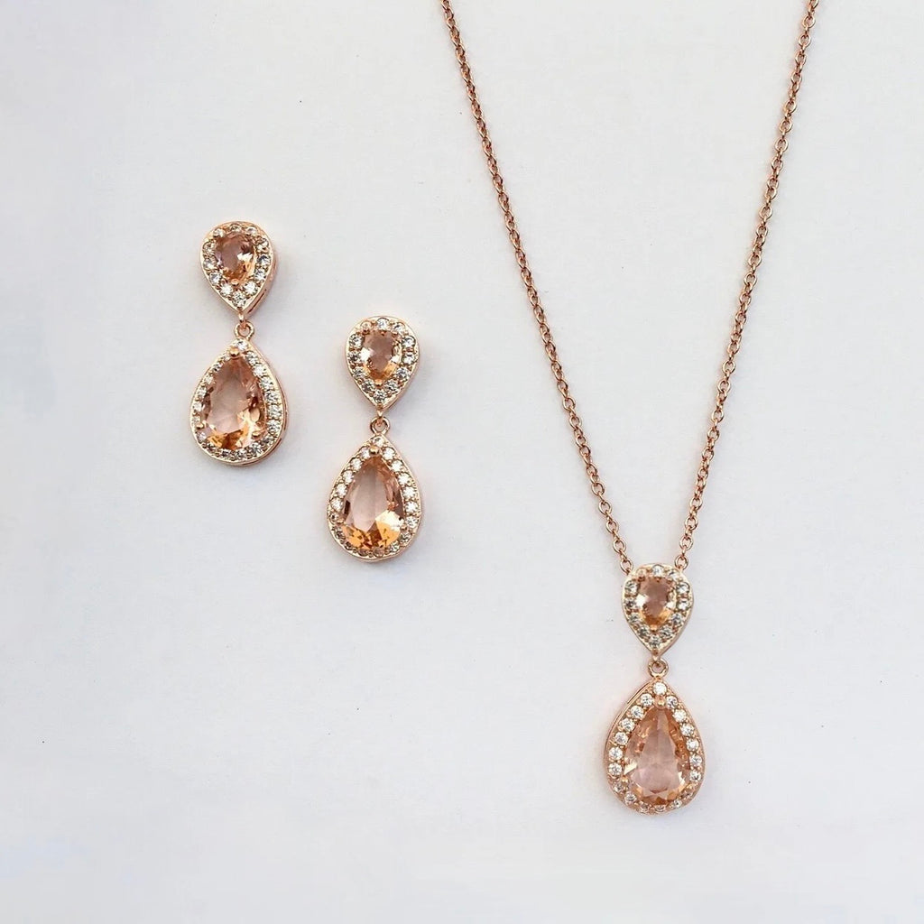 Champagne Bridal Jewelry Set – Available in 3 colores | ADORA by Simona