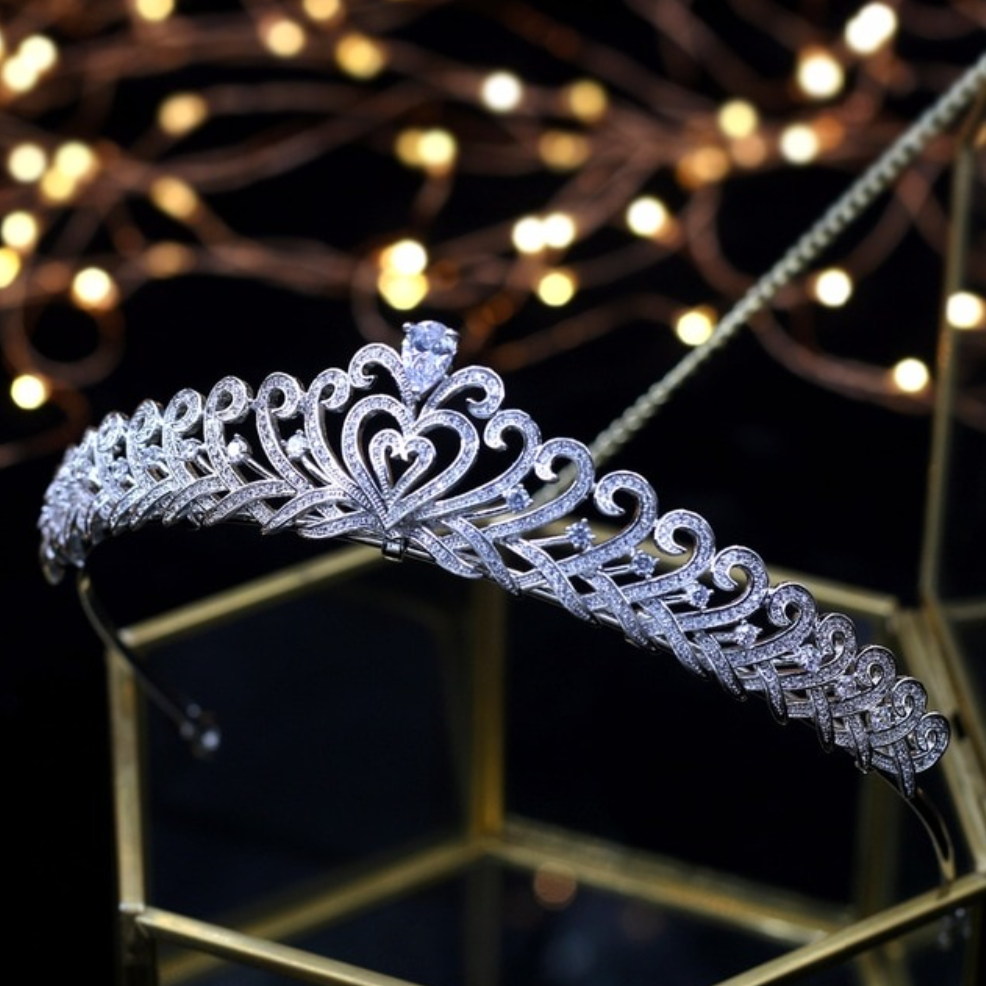 Wedding Hair Accessories Silver Cubic Zirconia Bridal Tiara ADORA by Simona