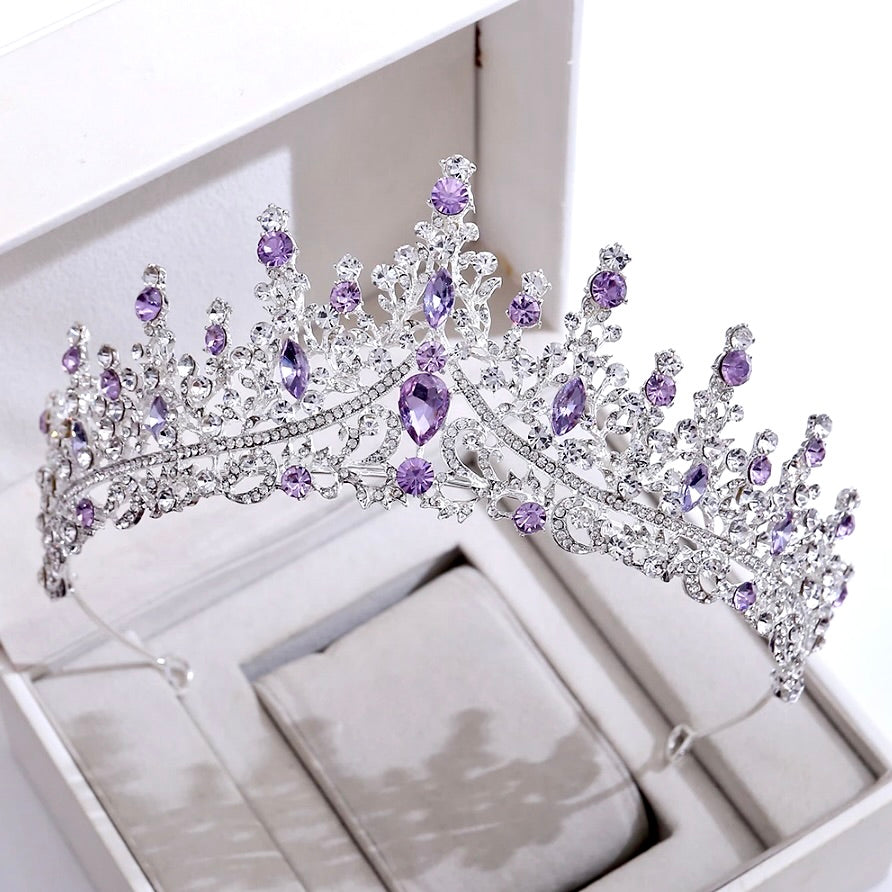 Purple Tiara Wedding Wedding Tiara Pearl Diamante Floral 2.5cm | Sue